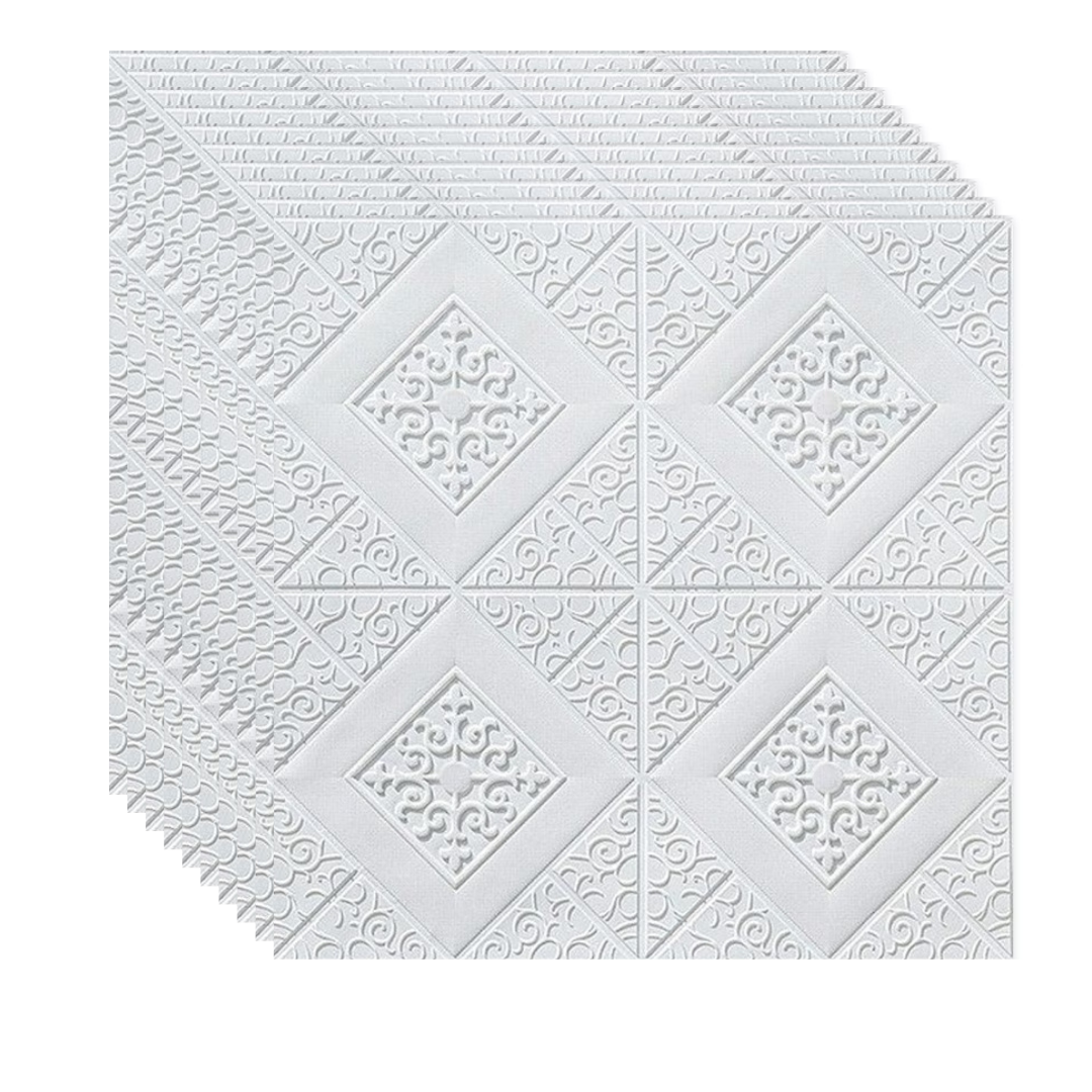 Tapet 3D Autoadeziv, Macvi®, dimensiuni 70x77,Model Abstract Alb Romb ...