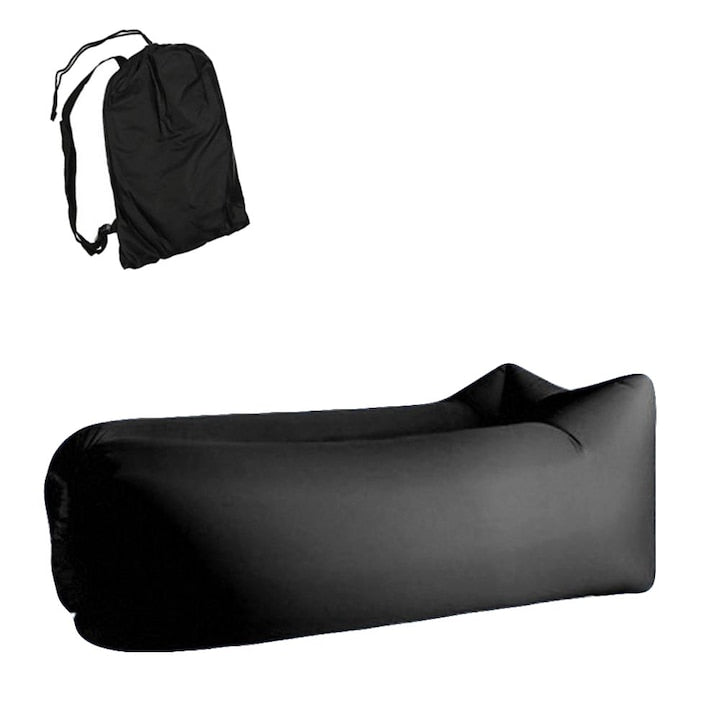 Saltea gonflabila tip sezlong Lazybag Macvi®, material rezistent, umfl ...