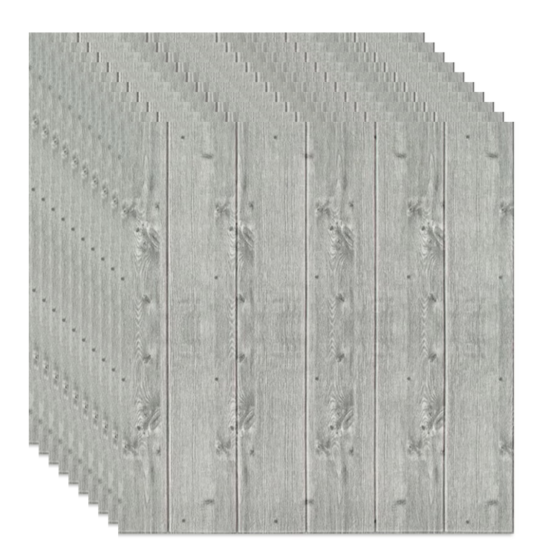 Tapet 3D Autoadeziv, Macvi®, dimensiuni 70x77, Model Panou Lemn Gri Ce ...